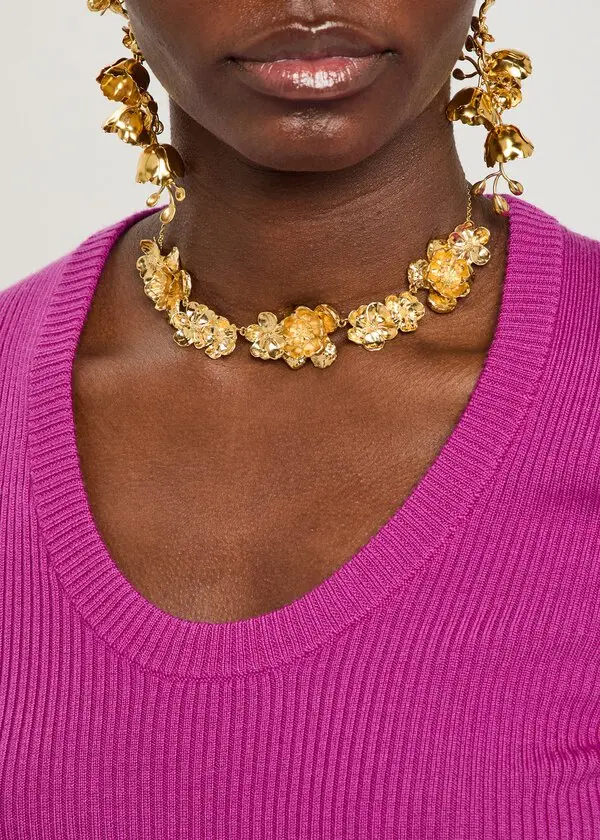 Chloé Floral -tone Brass Necklace