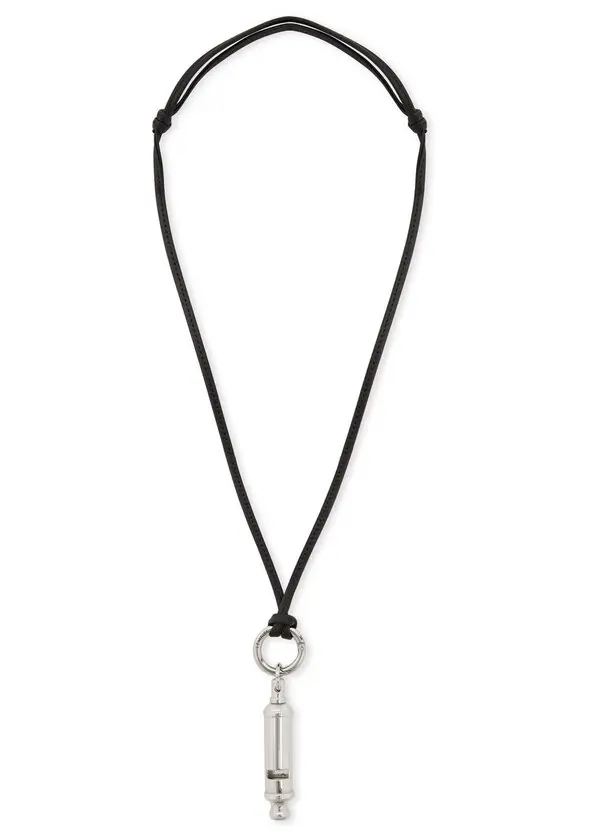 LEMAIRE Leather Necklace With Whistle Pendant - Silver