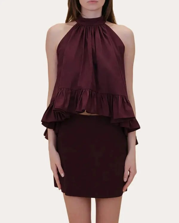 Azeeza Blair Poplin A-line Mini Skirt - Red