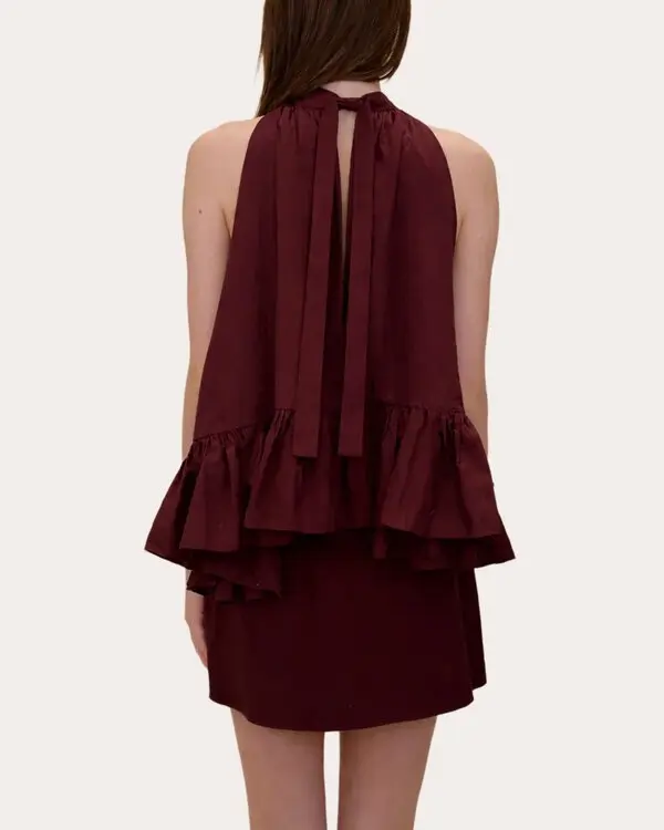 Azeeza Blair Poplin A-line Mini Skirt - Red