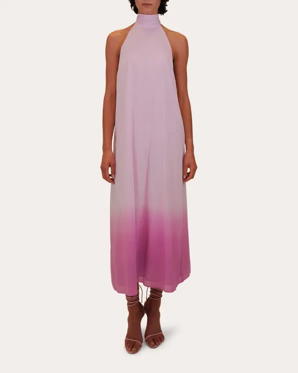 Azeeza Meera Dip-dye Voile Halter Midi Dress