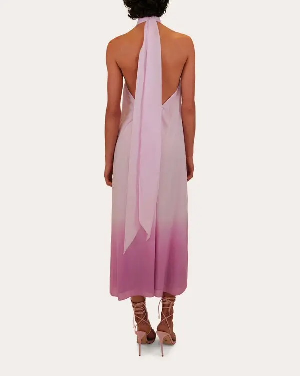 Azeeza Meera Dip-dye Voile Halter Midi Dress