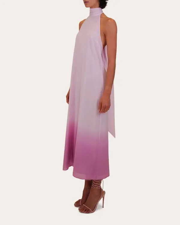 Azeeza Meera Dip-dye Voile Halter Midi Dress