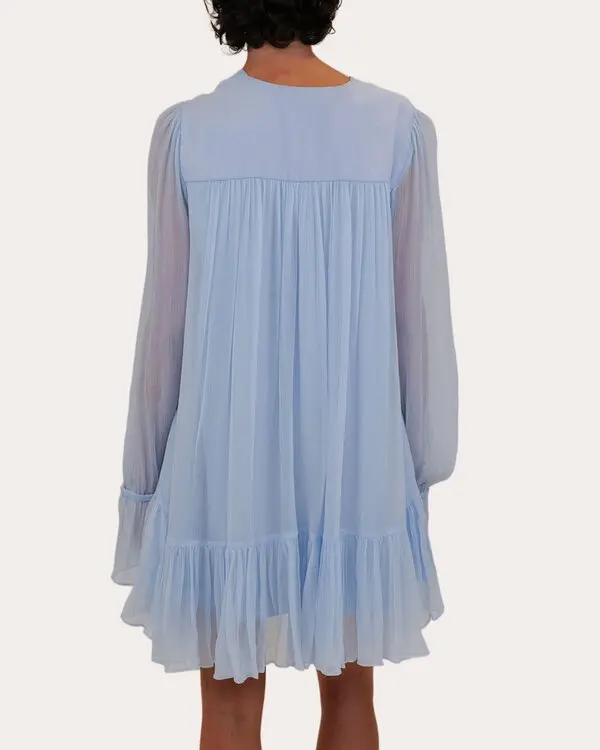 Azeeza Thistle Silk Chiffon Gathered Mini Dress