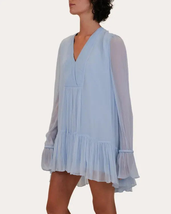 Azeeza Thistle Silk Chiffon Gathered Mini Dress