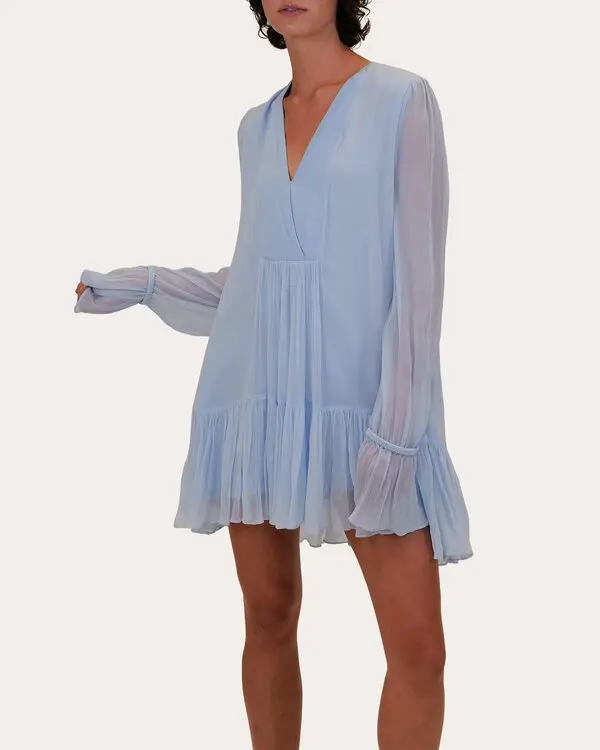 Azeeza Thistle Silk Chiffon Gathered Mini Dress
