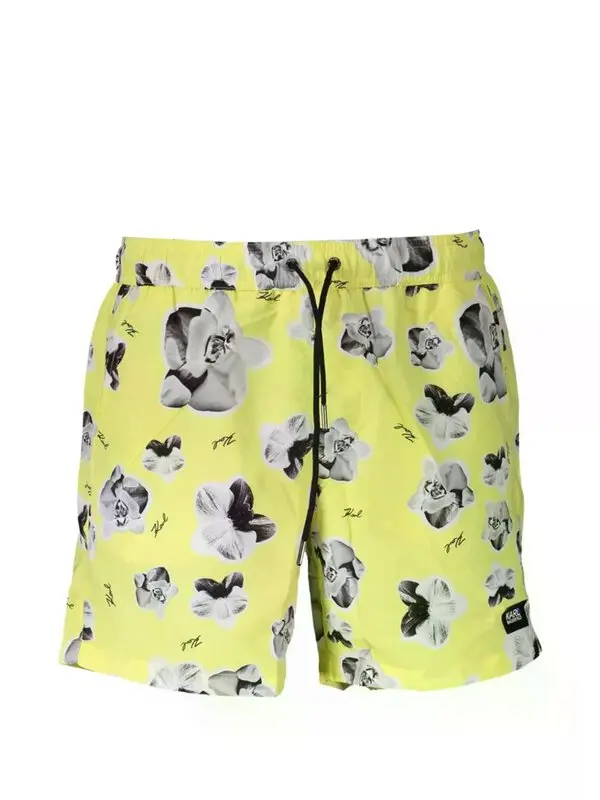 Karl Lagerfeld Floral-print Swim Shorts - Yellow