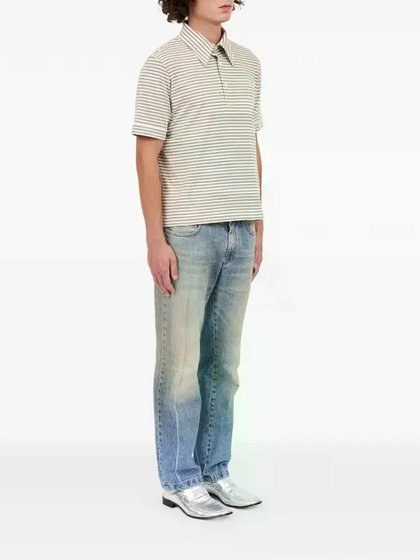MAISON MARGIELA Striped Button Polo Shirt - Neutrals