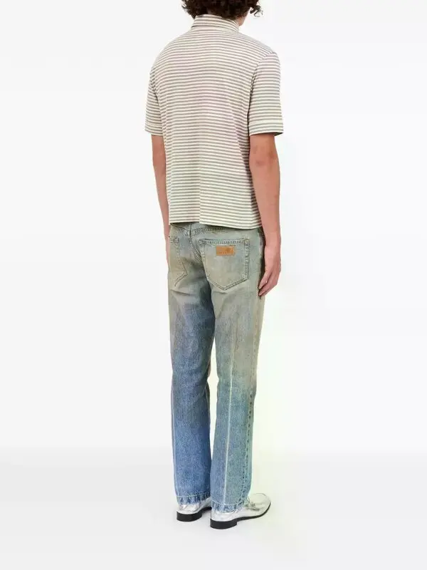 MAISON MARGIELA Striped Button Polo Shirt - Neutrals
