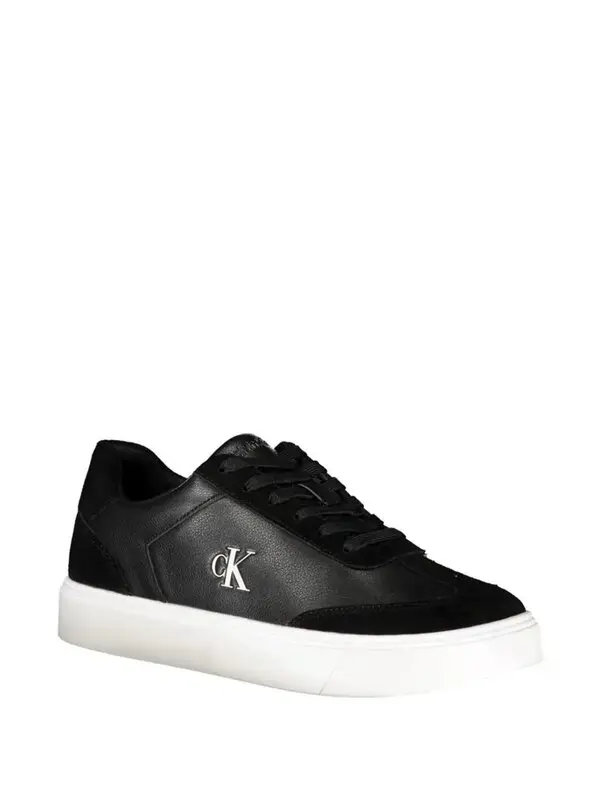 Calvin Klein Logo-plaque Leather Sneakers - Black