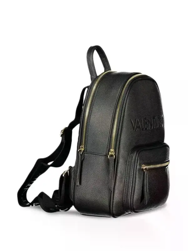 MARIO VALENTINO Logo-debossed Pebbled Backpack - Black