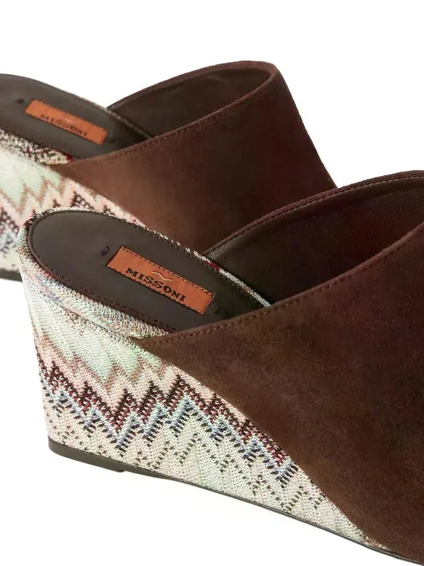 Missoni Chevron-knit Suede Mules - Brown