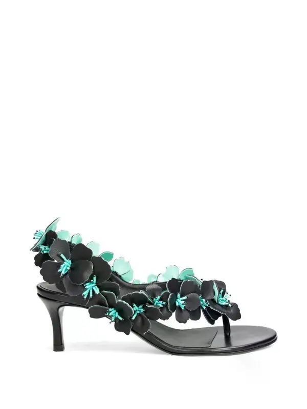 Rabanne Floral-appliqué Beaded Sandals