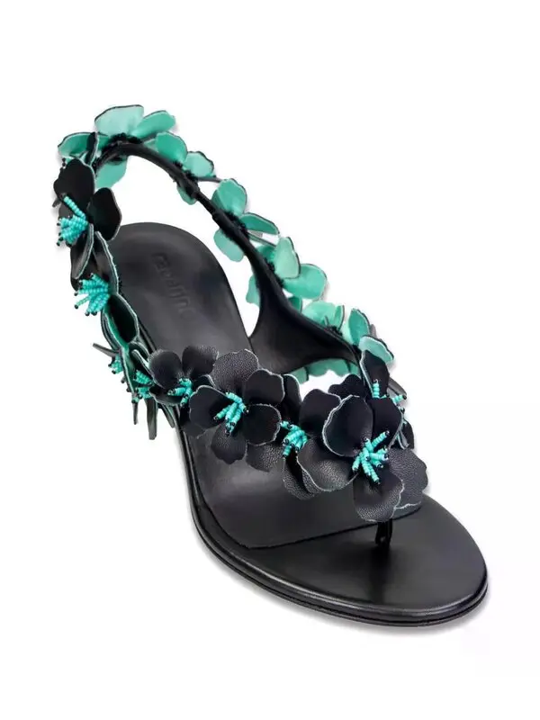 Rabanne Floral-appliqué Beaded Sandals