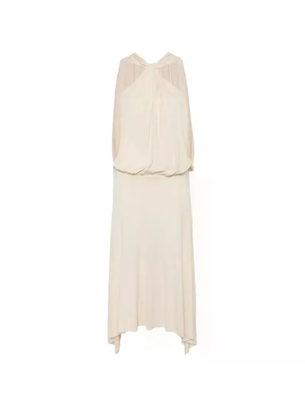 SEMICOUTURE Halterneck Draped Midi Dress