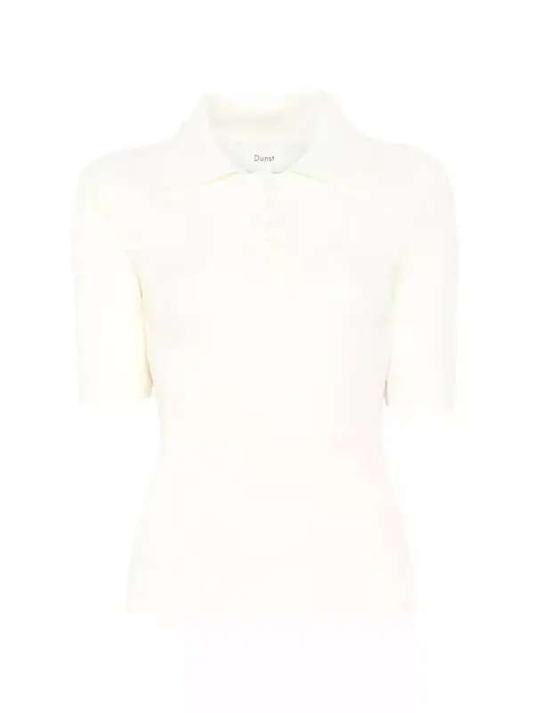 DUNST Ribbed-knit Polo Top - Neutrals