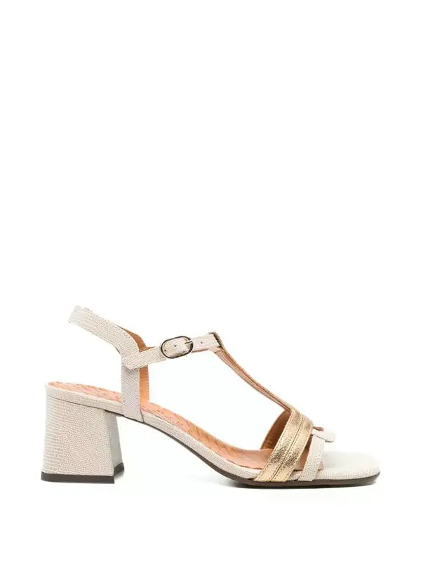 Chie Mihara Liluice Lizard-effect T-bar Sandals - Neutrals