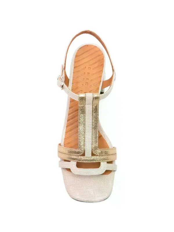 Chie Mihara Liluice Lizard-effect T-bar Sandals - Neutrals