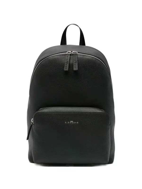 John Richmond Logo-motif Pebbled-leather Backpack - Black