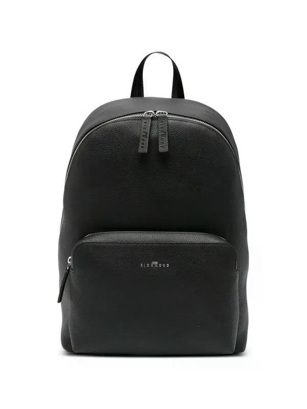 John Richmond Logo-motif Pebbled-leather Backpack - Black