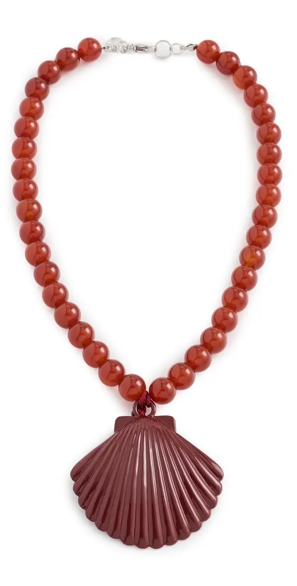 MAYAMAR Beaded Shell Necklace - Wine