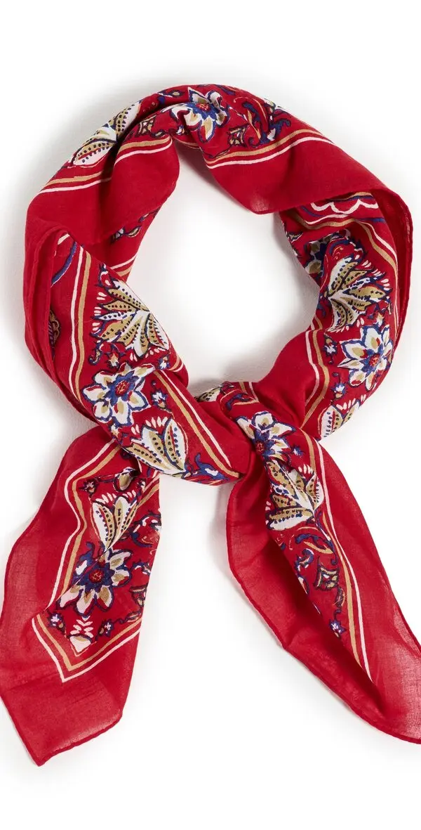 Polo Ralph Lauren Floral Block Print Square Scarf - Red Multi