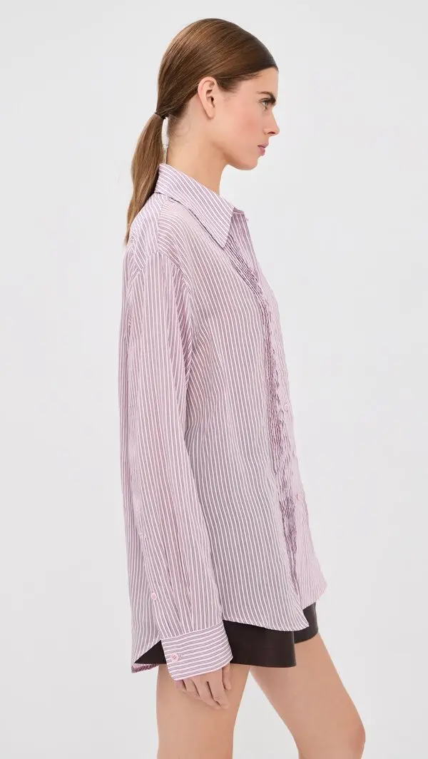 Tibi Ultra Light Striped Pintucked Shirt