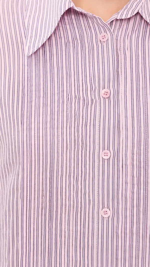 Tibi Ultra Light Striped Pintucked Shirt