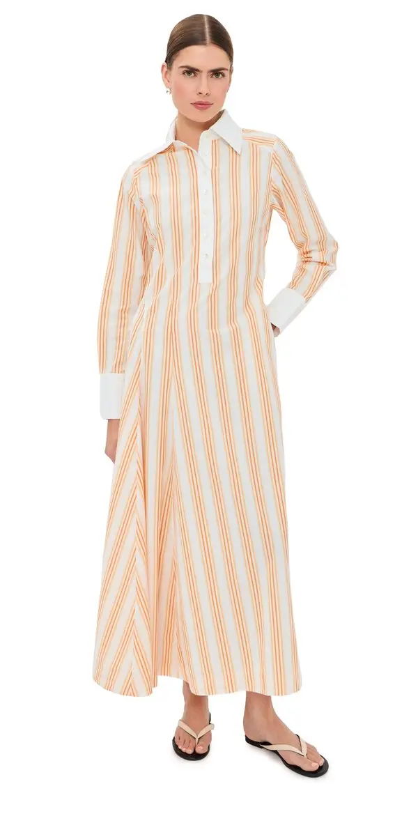 Rosie Assoulin Striped Maxi Shirt Dress