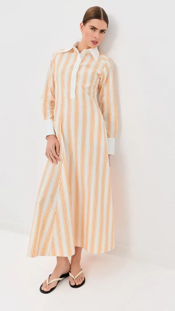 Rosie Assoulin Striped Maxi Shirt Dress