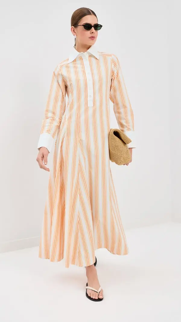 Rosie Assoulin Striped Maxi Shirt Dress