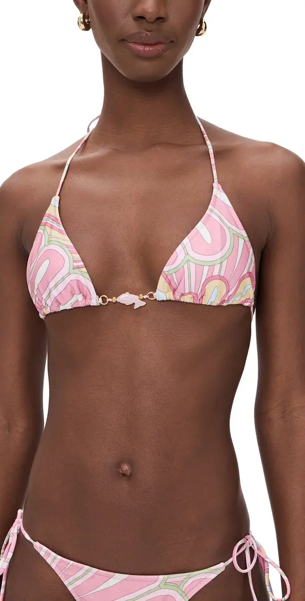 SHANI SHEMER Lenora Bikini Top - Pink Flower Print