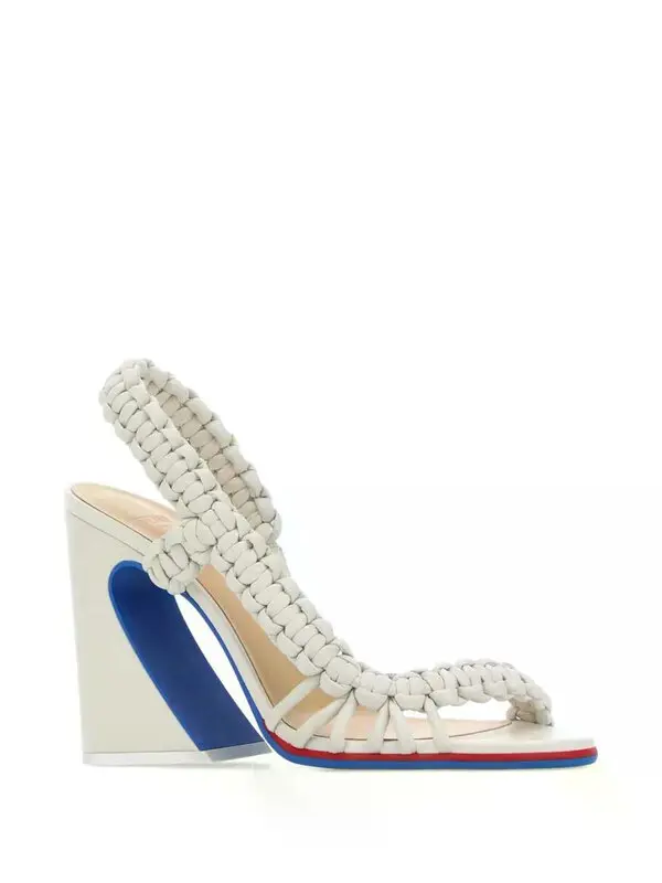 Fendi Braided Leather Arc Sandals - White