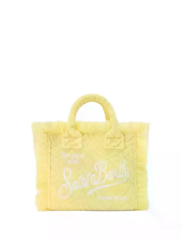 MC2 SAINT BARTH Mini Zebra-embossed Frayed Tote Bag - Yellow