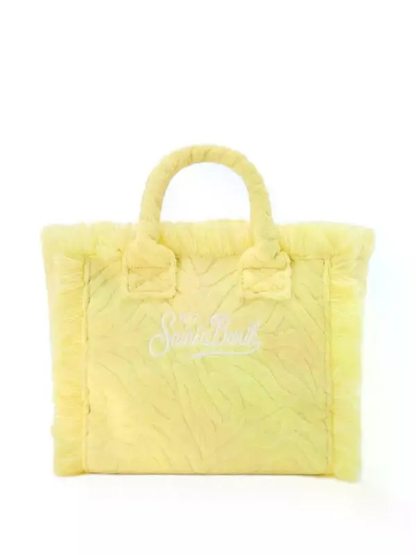 MC2 SAINT BARTH Mini Zebra-embossed Frayed Tote Bag - Yellow