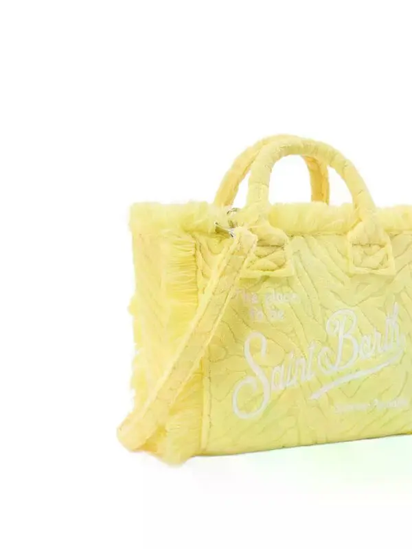 MC2 SAINT BARTH Mini Zebra-embossed Frayed Tote Bag - Yellow