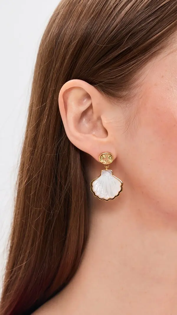 LIZZIE FORTUNATO Luna Shell Earrings - White