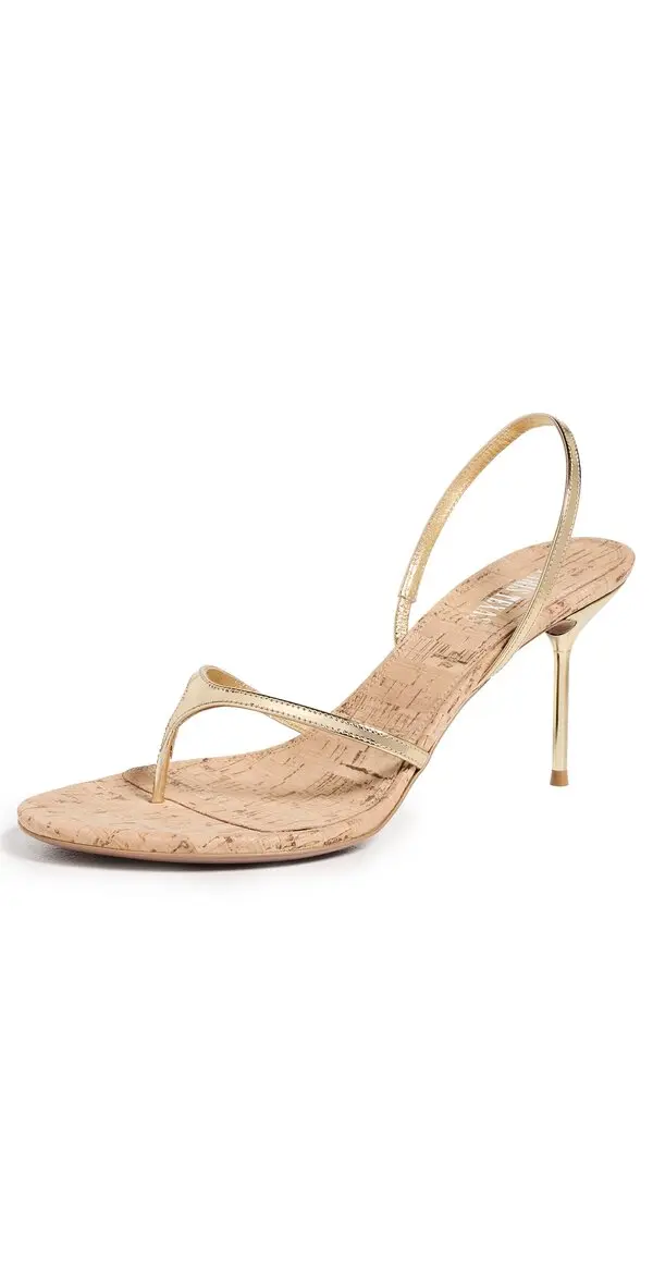 Paris Texas Lidia Thong Slingbacks 70mm - Gold-naturale