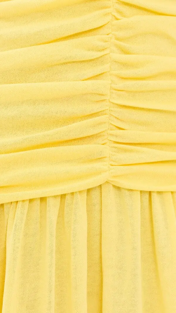 Bite Studios Evidente Dress Ruched Midi Length Cotton Knit - Daffodil