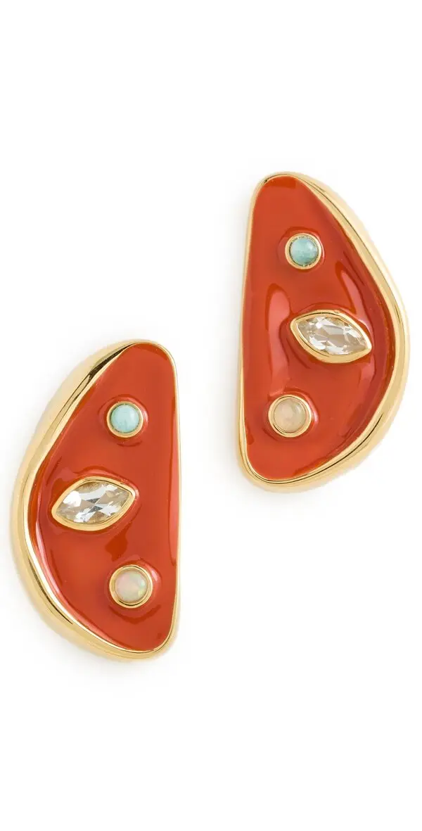 LIZZIE FORTUNATO Isola Stud Earrings In Melon - Red