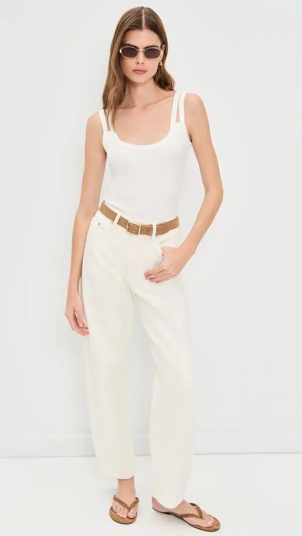 ASKK NY Ribbed Double Tank Top - 100 Ivory