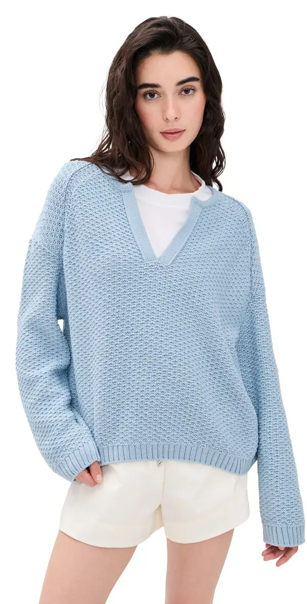 Closed Tunic Long Sleeve Sweater - Dove Blue