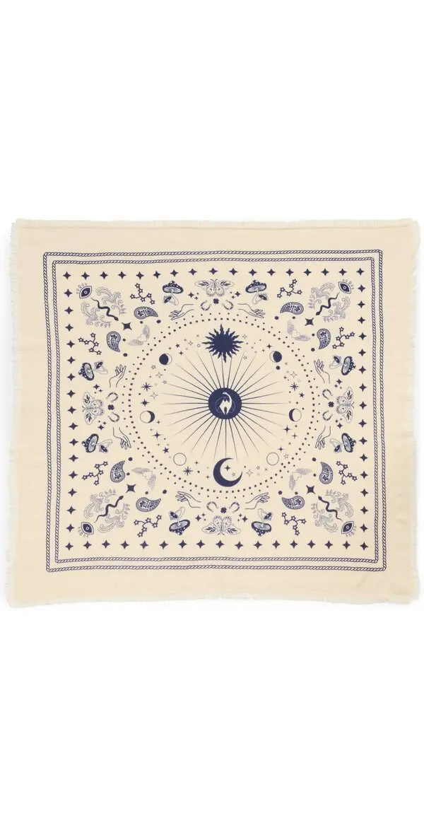 Freya Cosmic Rodeo Cashmere Bandana Scarf - Butter/navy