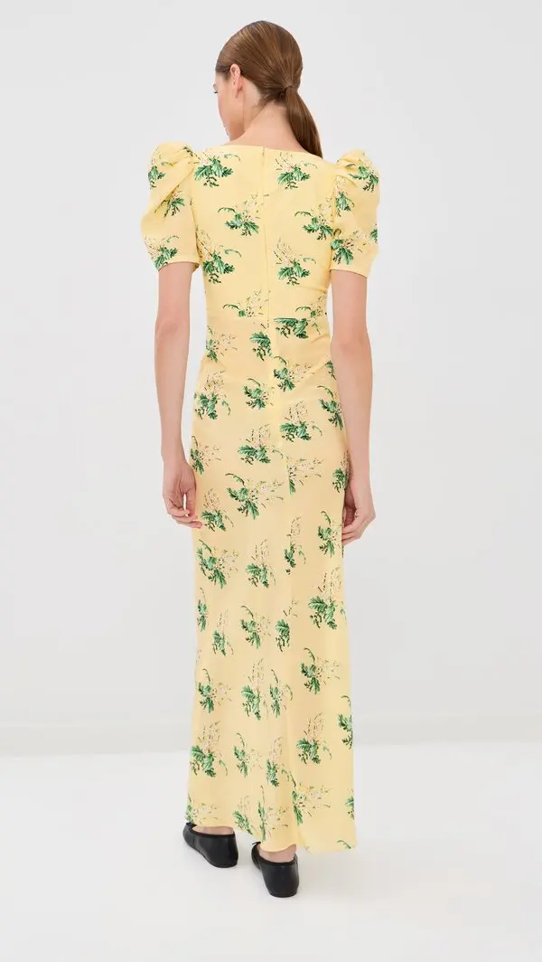 RODARTE Floral Print Silk Crepe Maxi Dress With Lace Trim