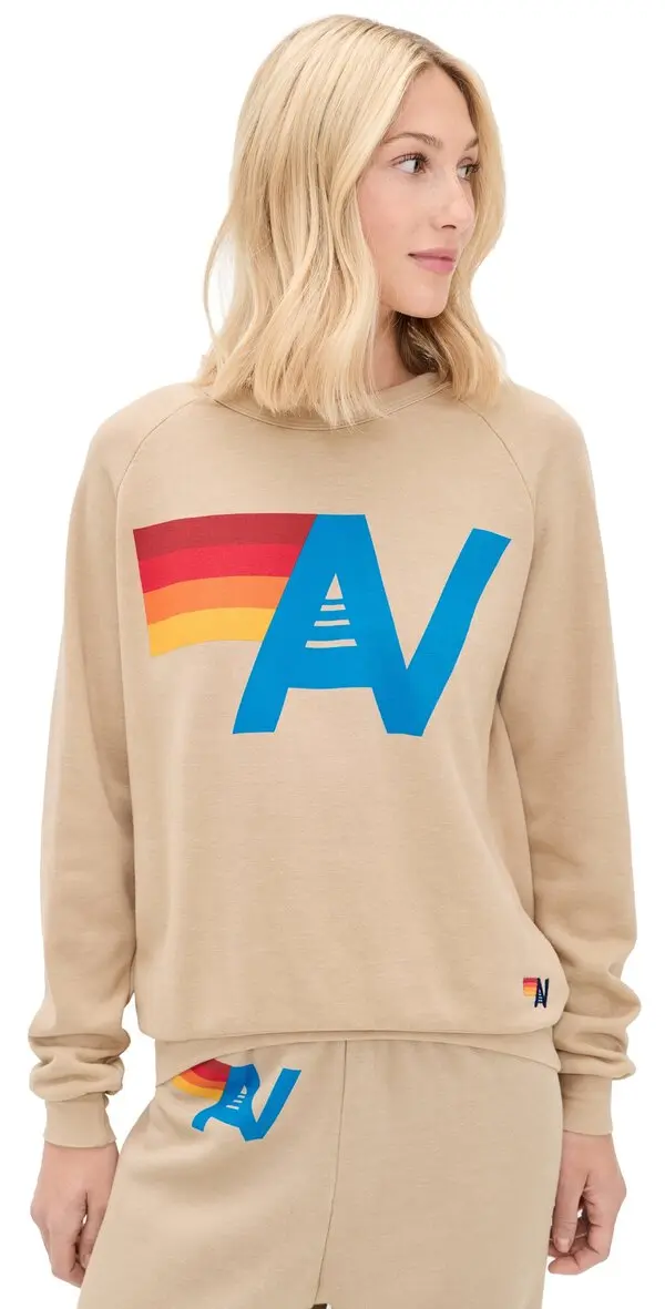 Aviator Nation Logo Crewneck Sweatshirt - Sand
