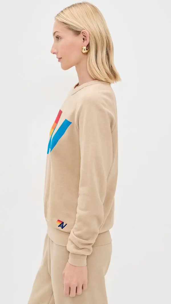 Aviator Nation Logo Crewneck Sweatshirt - Sand