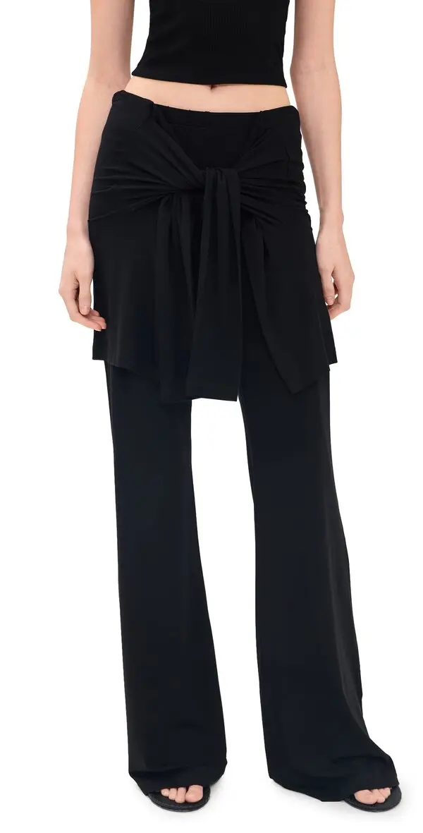 Beaufille Waist Tie Wide Leg Pants - Black