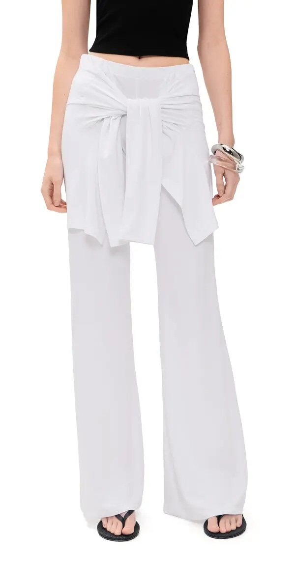 Beaufille Waist Tie Wide Leg Pants - White