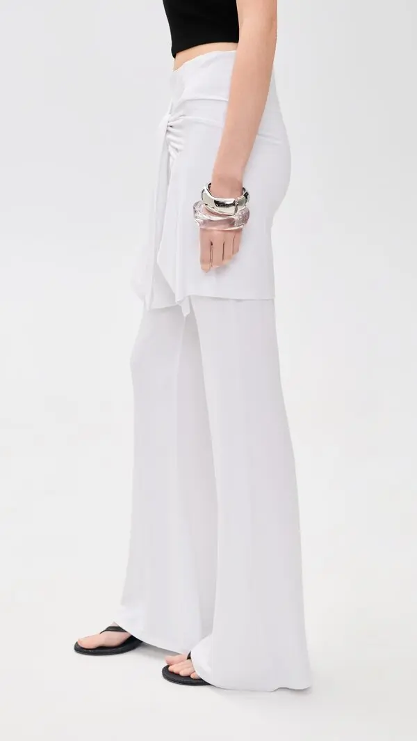 Beaufille Waist Tie Wide Leg Pants - White