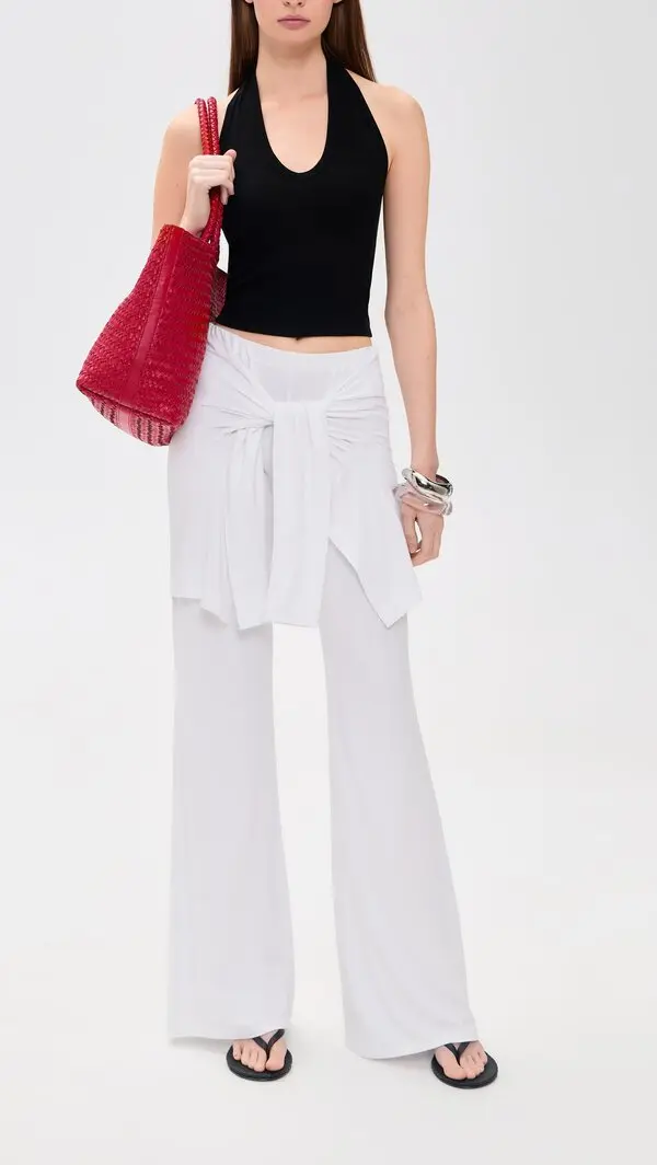 Beaufille Waist Tie Wide Leg Pants - White